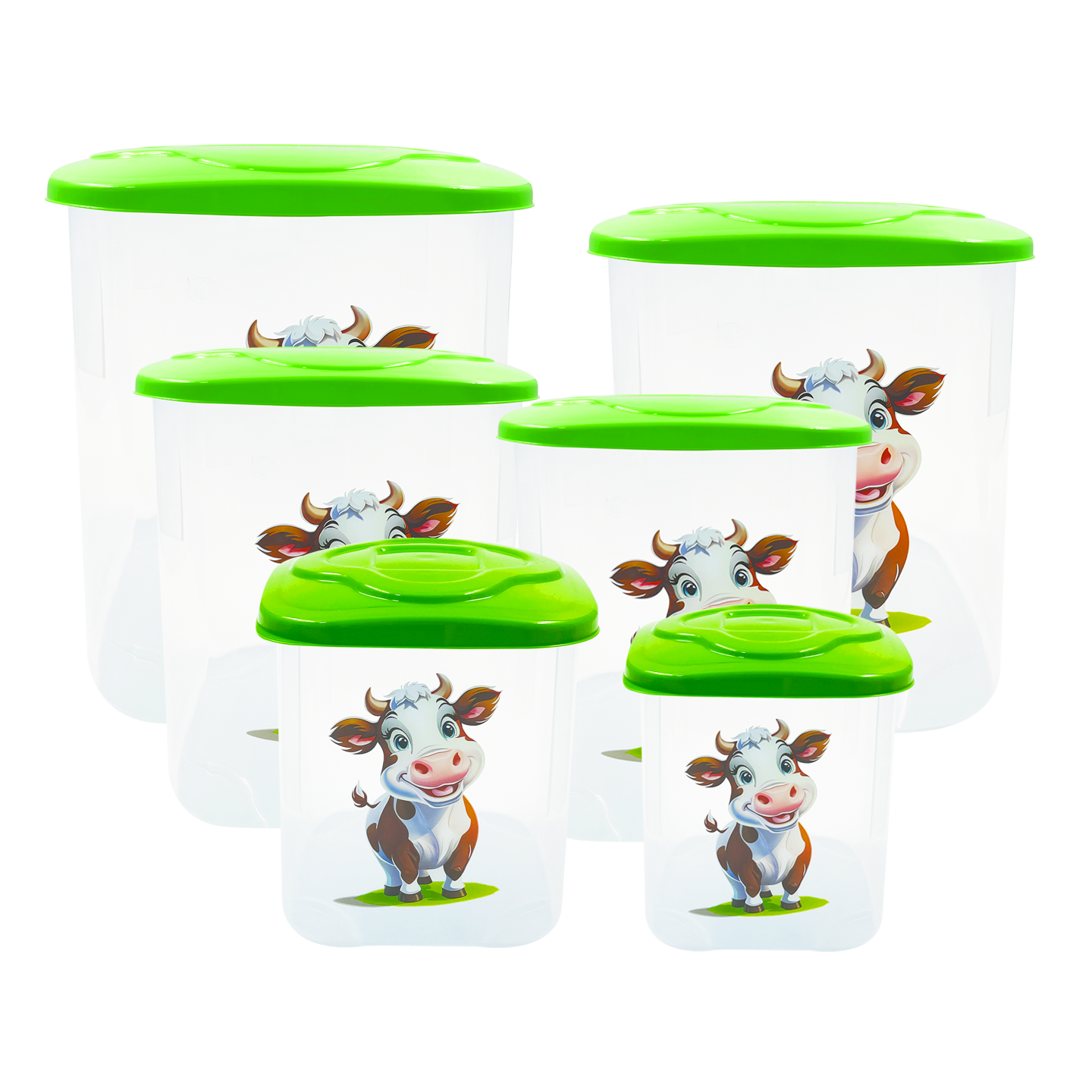 Juego de Tarro Semicuadrado X6 Marcado Vaca Color – Ingeproductos